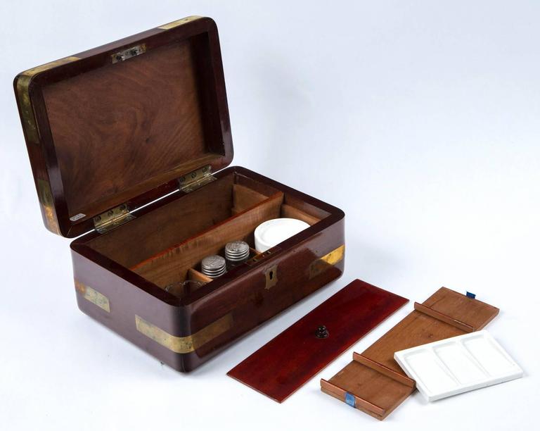 Antique Mahogany English 1840 Artist's Box with Brass Trimmings and ...