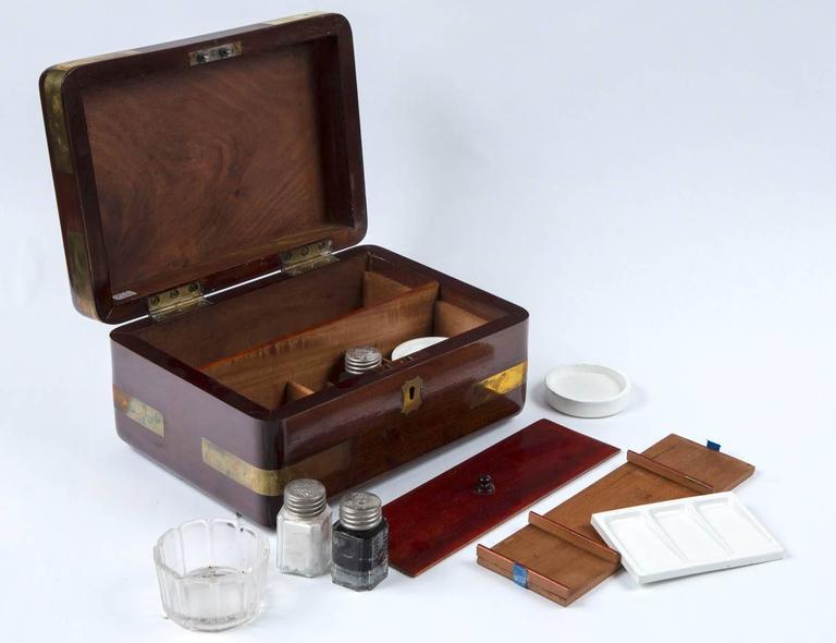 Antique Mahogany English 1840 Artist's Box with Brass Trimmings and ...