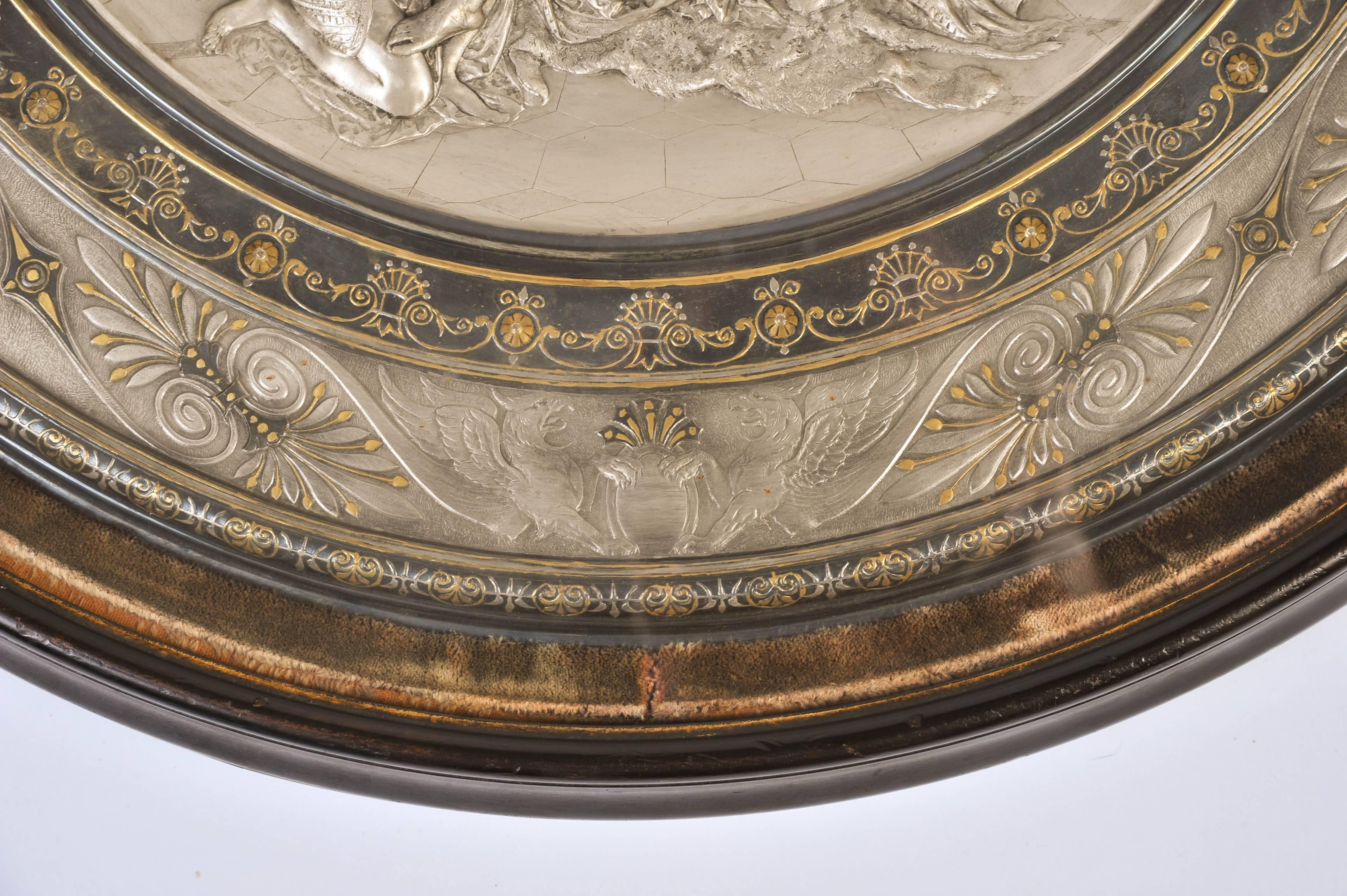 19th Century Elkington Electrotype Damascened and Parcel Gilt Plaque at ...