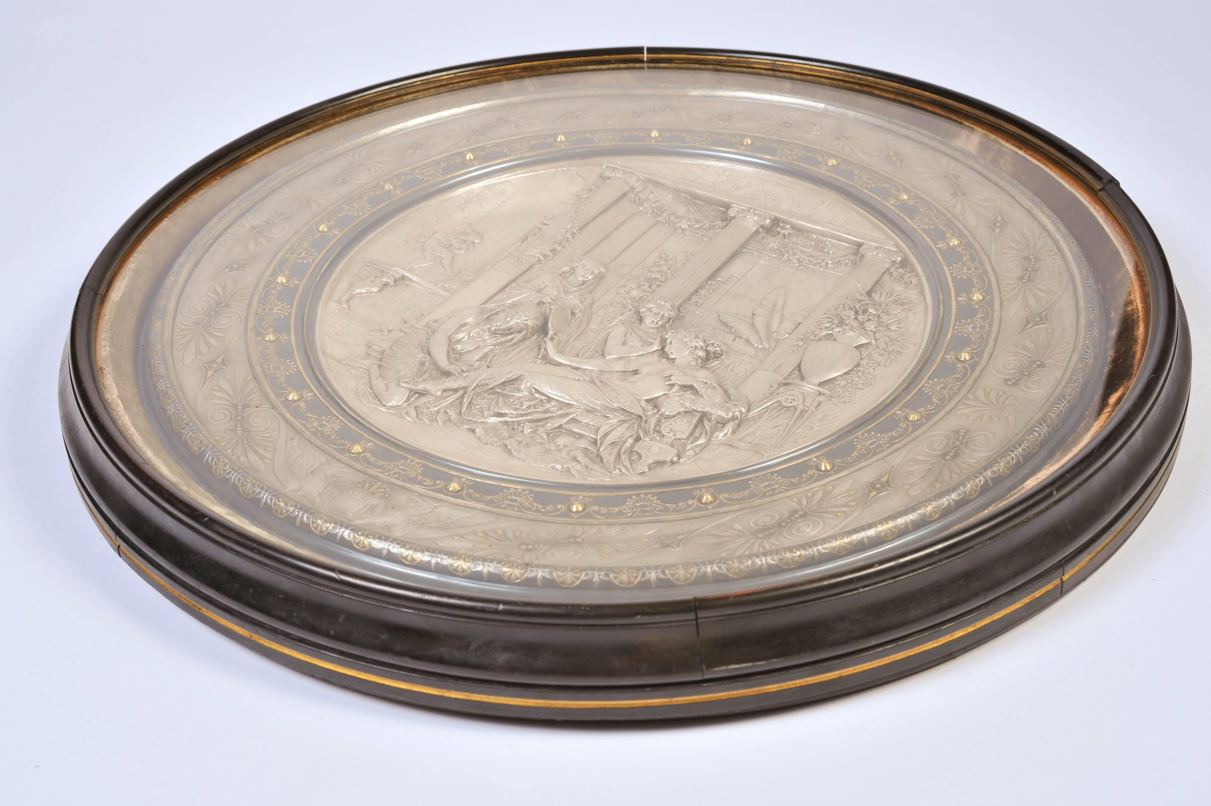 19th Century Elkington Electrotype Damascened and Parcel Gilt Plaque at ...