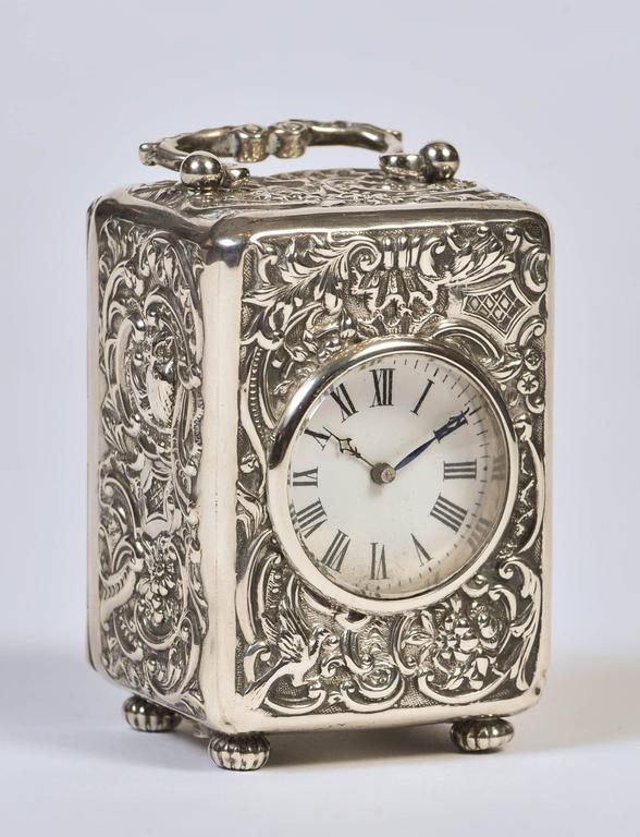 Sterling Silver Miniature Carriage Clock by William Comyns London, 1896 ...