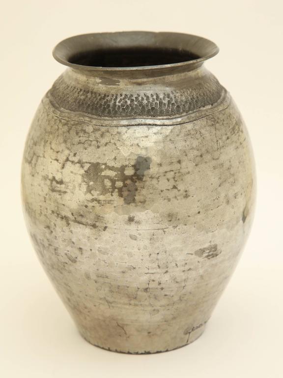 Rene Delavan French Art Deco Dinanderie Pewter Vase For Sale at 1stDibs