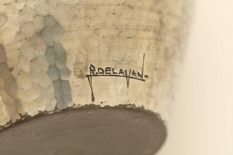 Rene Delavan French Art Deco Dinanderie Pewter Vase For Sale at 1stDibs