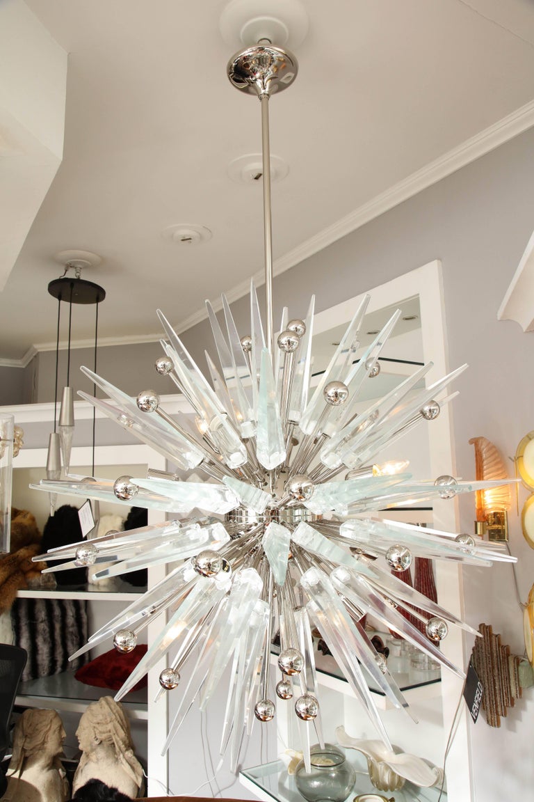 Custom Murano Clear Glass Spike Sputnik with Nickel Spheres For Sale at ...