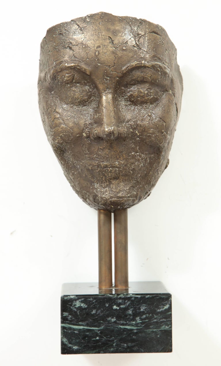 Bronze Mask on Marble Plinth at 1stDibs
