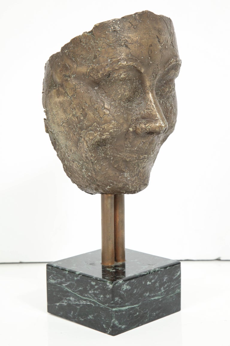 Bronze Mask on Marble Plinth at 1stDibs
