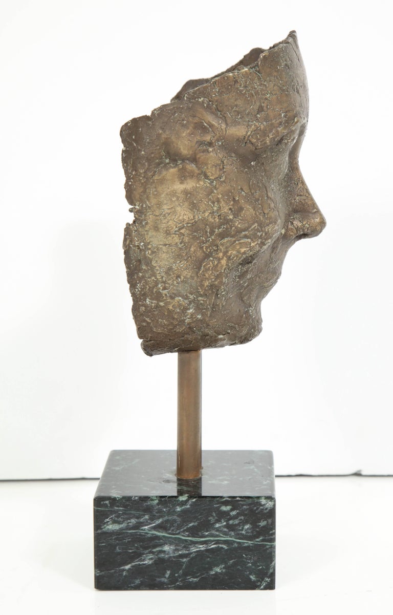 Bronze Mask on Marble Plinth at 1stDibs
