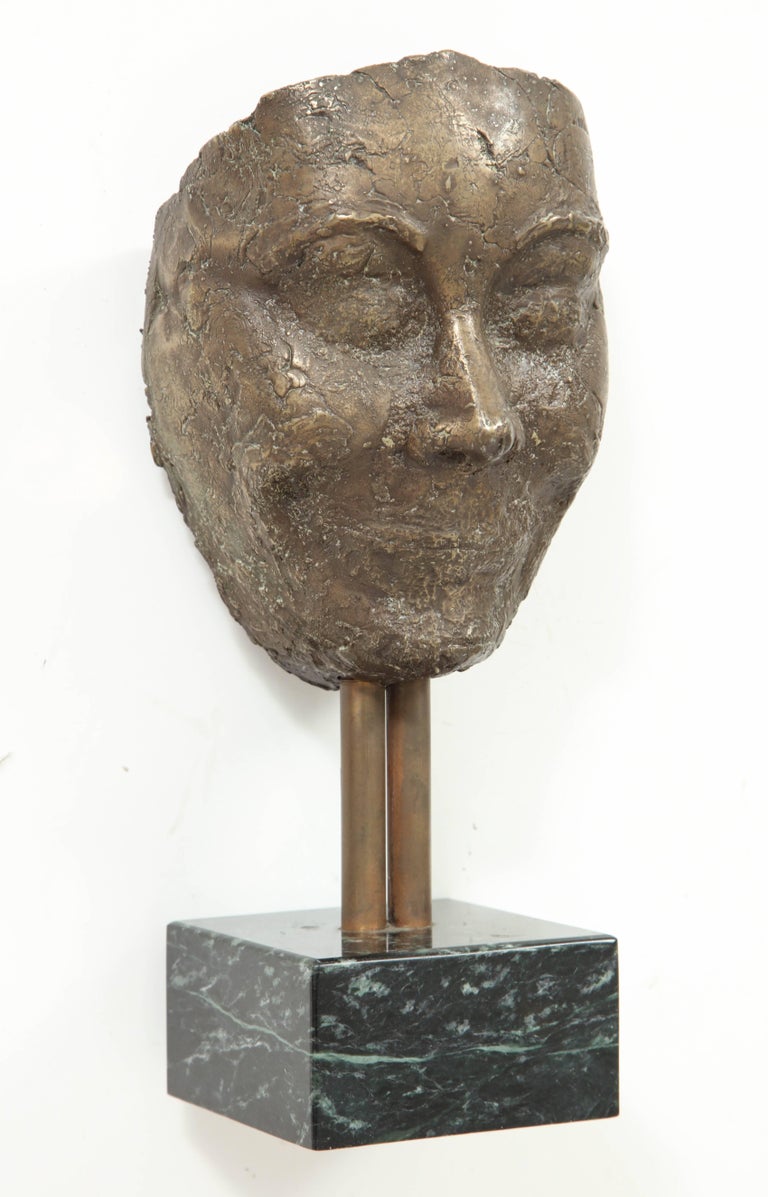 Bronze Mask on Marble Plinth at 1stDibs