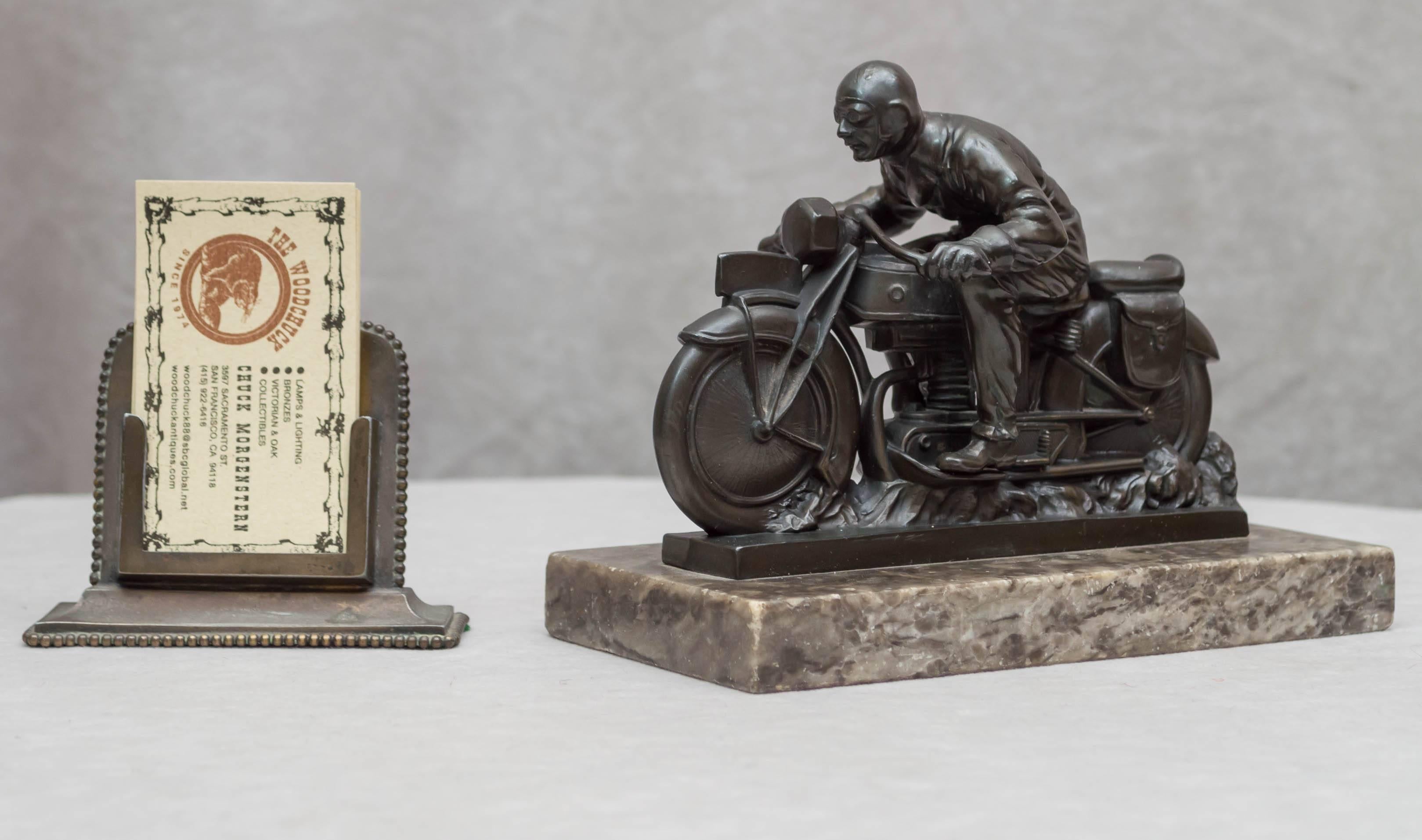 Antique Motorcycle and Rider Statue at 1stDibs | motorcycle statue ...