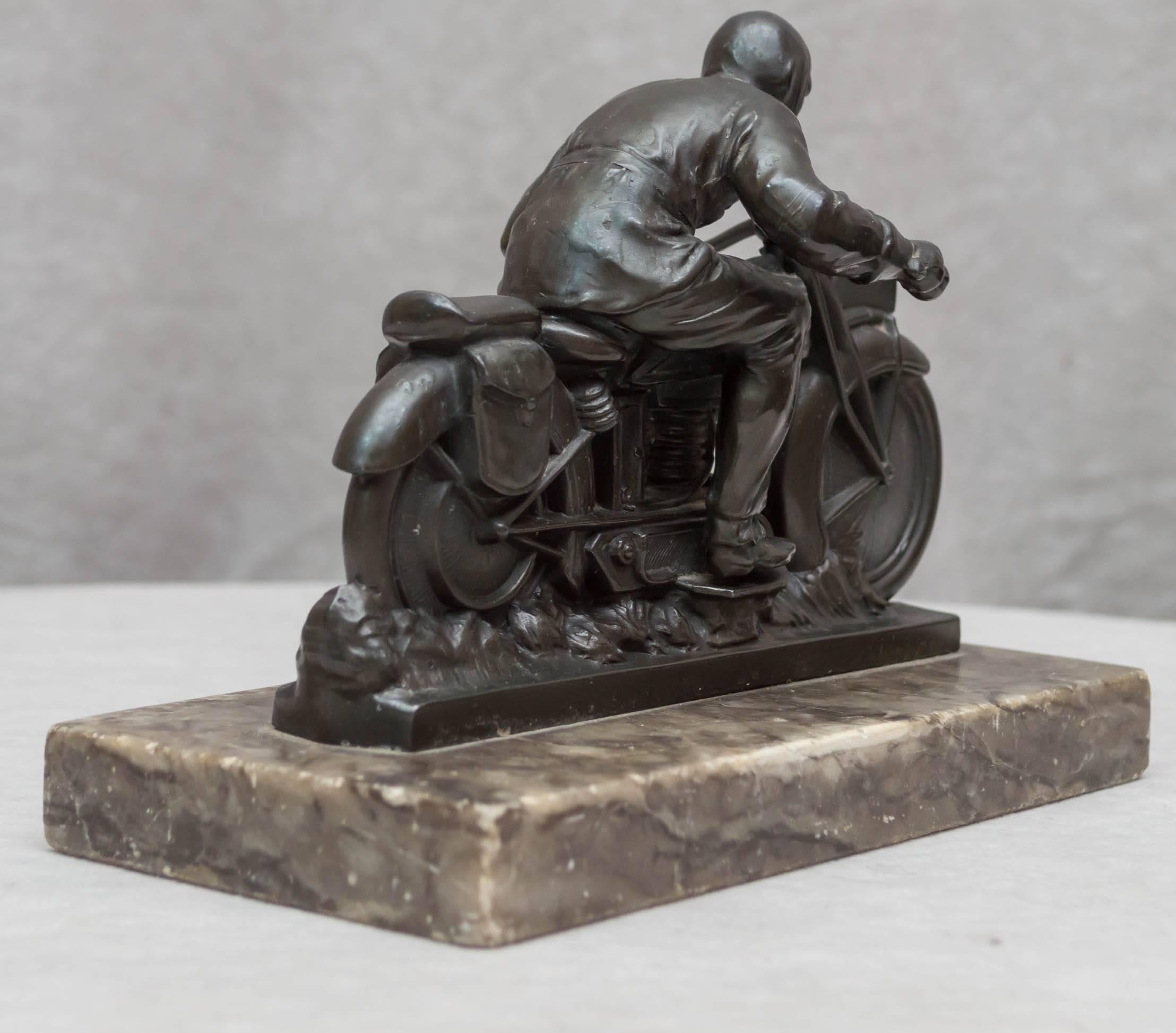 Antique Motorcycle and Rider Statue at 1stDibs | motorcycle statue ...