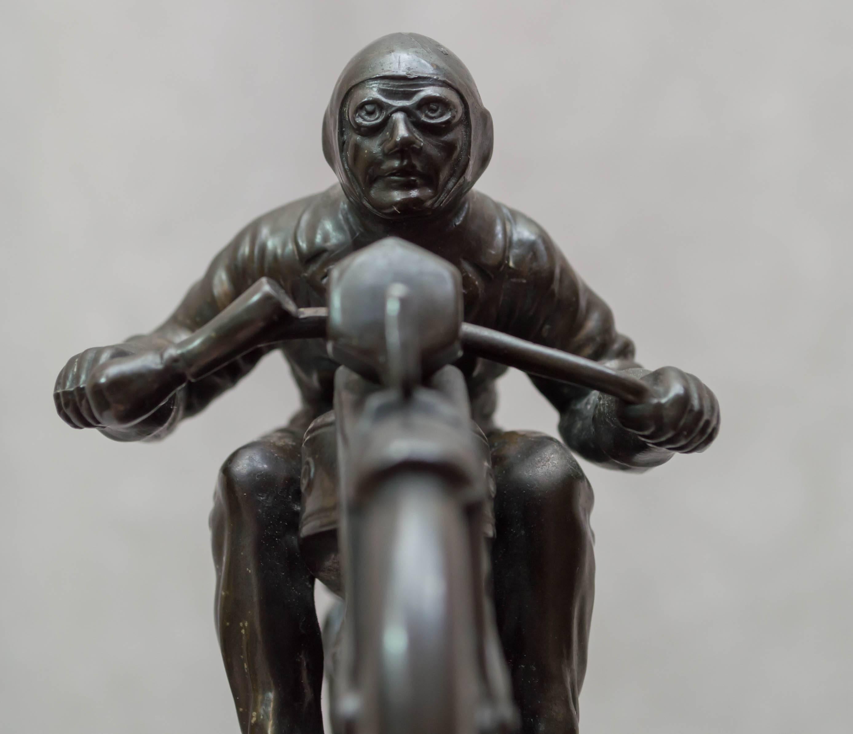 Antique Motorcycle and Rider Statue at 1stDibs | motorcycle statue ...