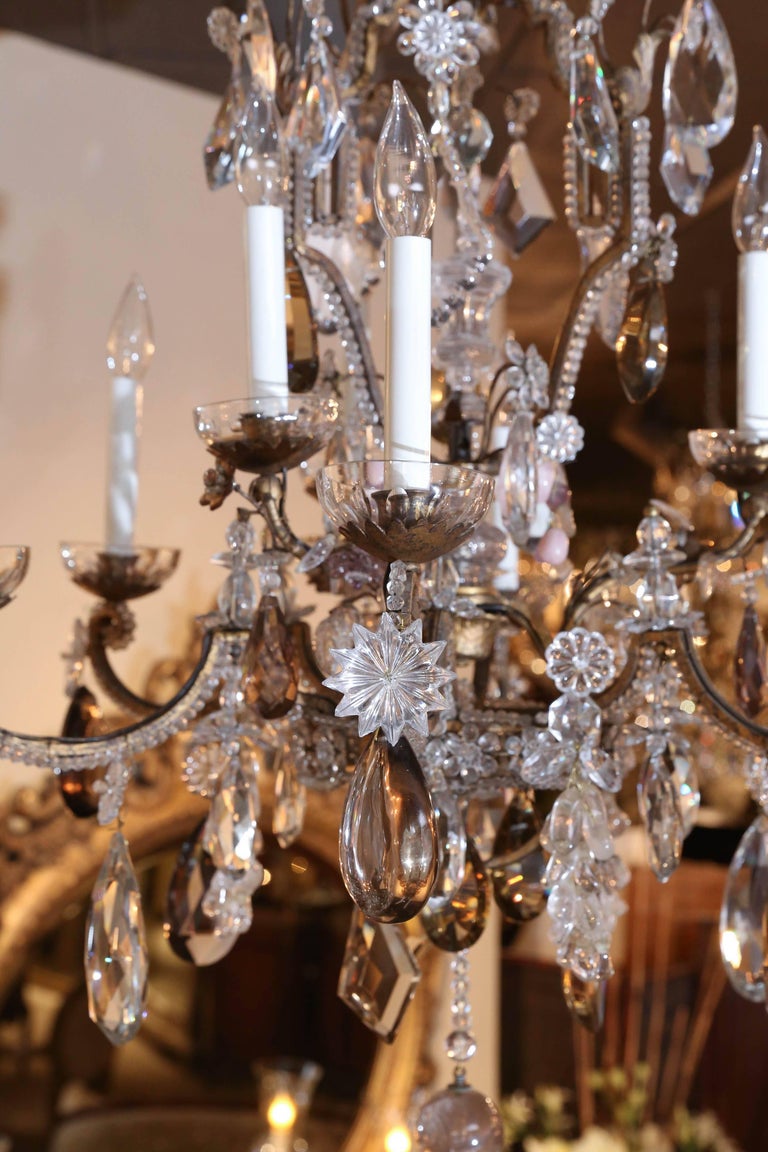 French Bronze and Crystal Chandelier with Rock, Smoke and Amethyst ...