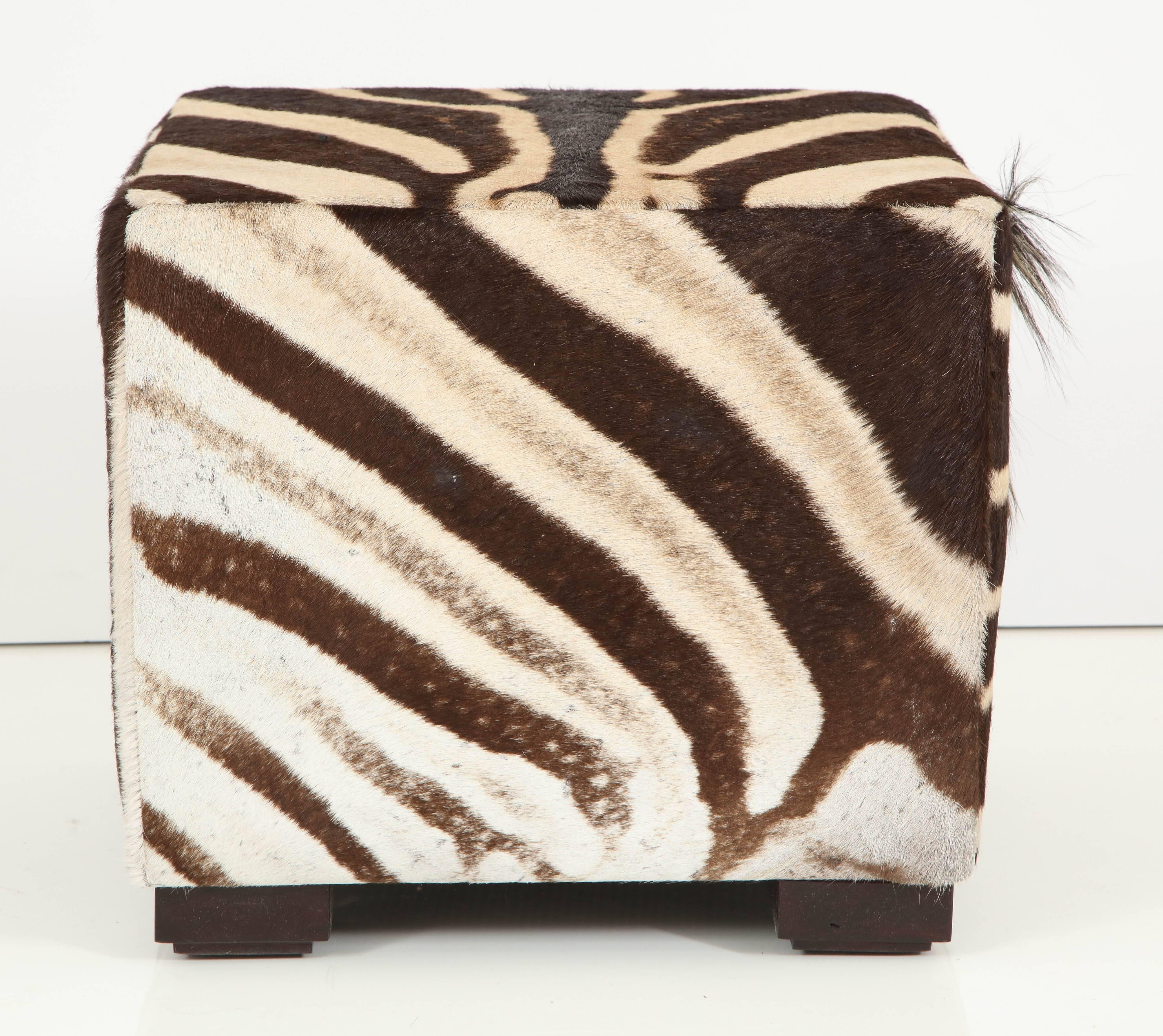 Zebra Hide Ottoman at 1stDibs