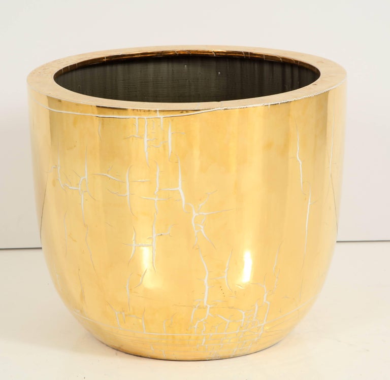 Large Gold Glazed Ceramic Pot at 1stDibs