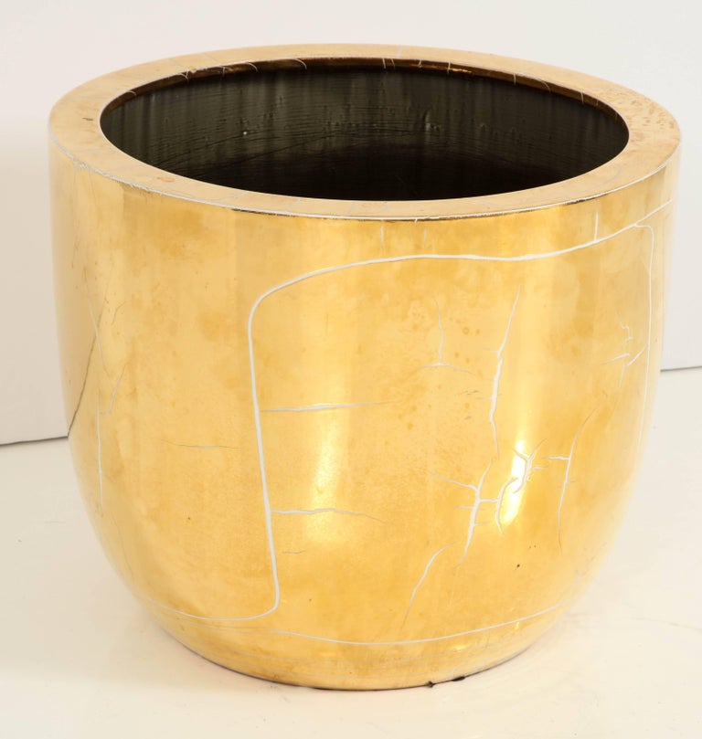 Large Gold Glazed Ceramic Pot at 1stDibs