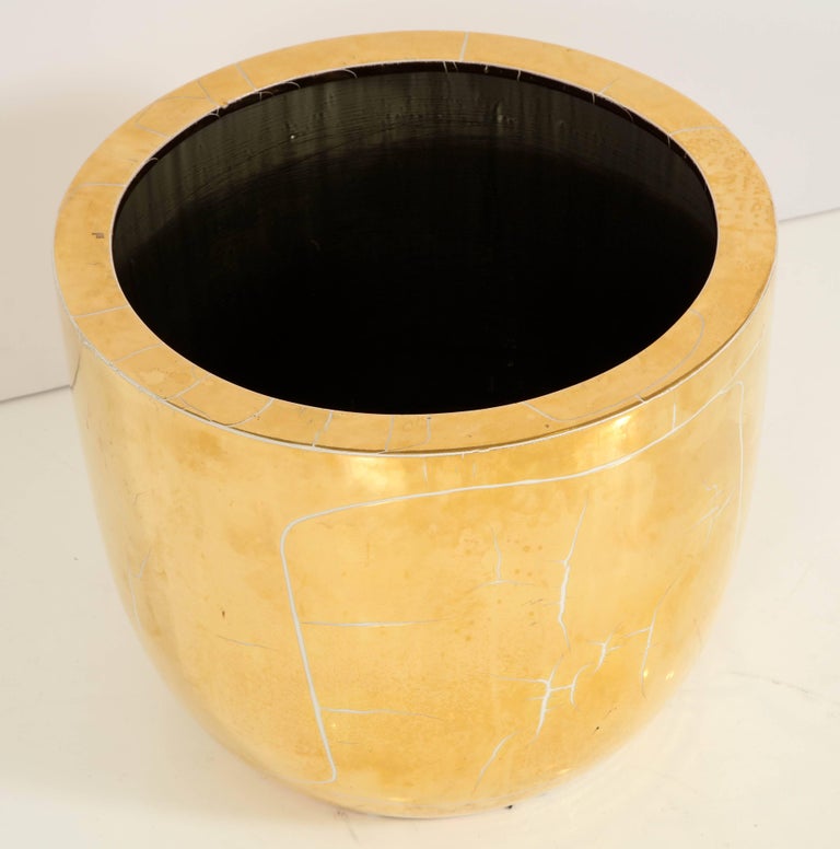 Large Gold Glazed Ceramic Pot at 1stDibs