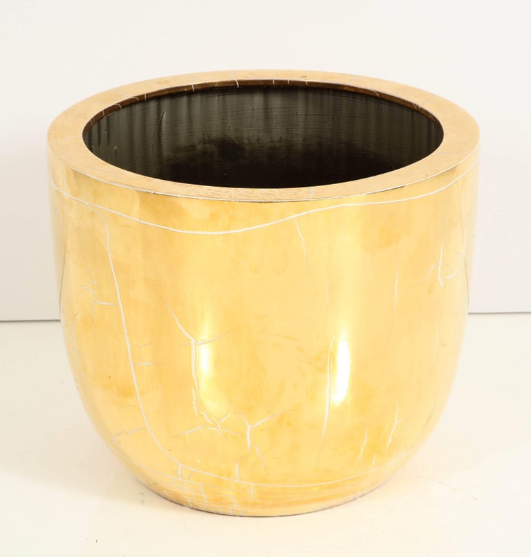 Large Gold Glazed Ceramic Pot at 1stDibs
