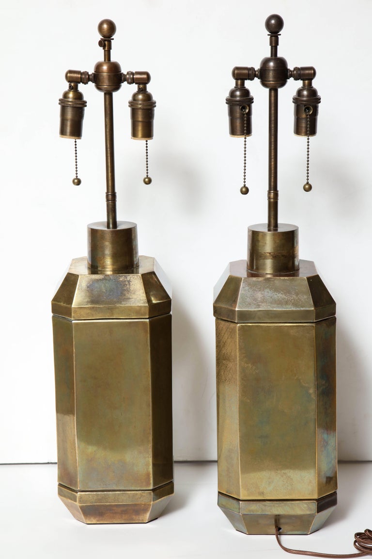 Pair of Brass Lamps by Chapman at 1stDibs