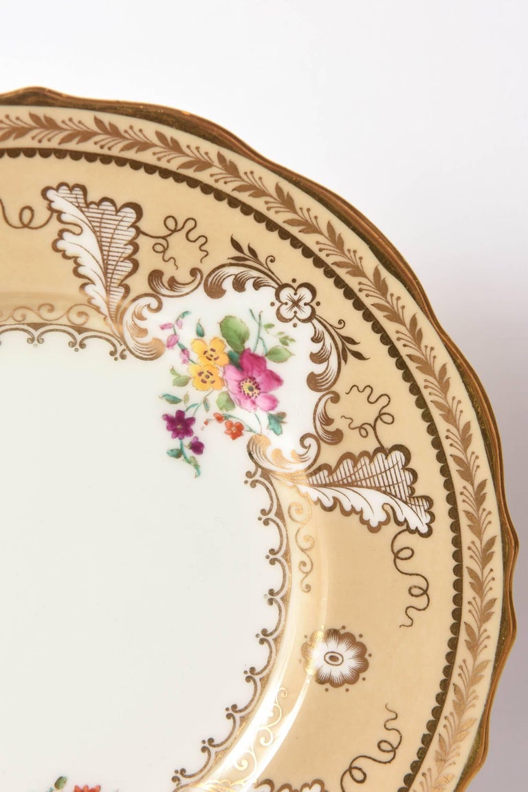 Ten Antique English Dessert Plates, a Pretty Scalloped Shape with Hand ...