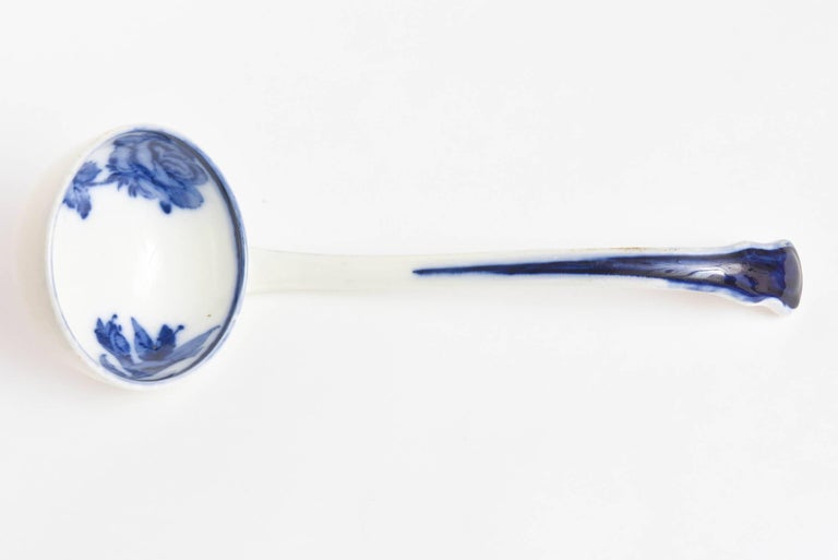Porcelain Punch Ladle, Antique English Flo Blue For Sale at 1stDibs
