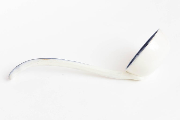 Porcelain Punch Ladle, Antique English Flo Blue For Sale at 1stDibs