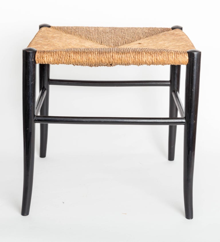 "Single" Wood Bench with Woven Rush Seat at 1stDibs