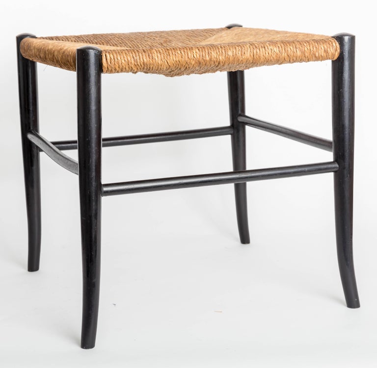 "Single" Wood Bench with Woven Rush Seat at 1stDibs