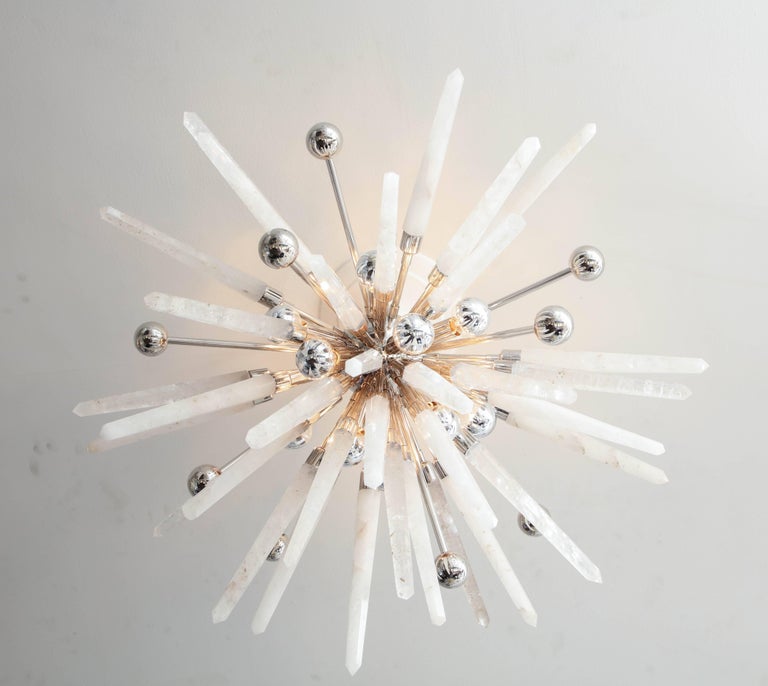 Custom Brazilian Rock Crystal Flush Mount Light Fixture For Sale at 1stDibs