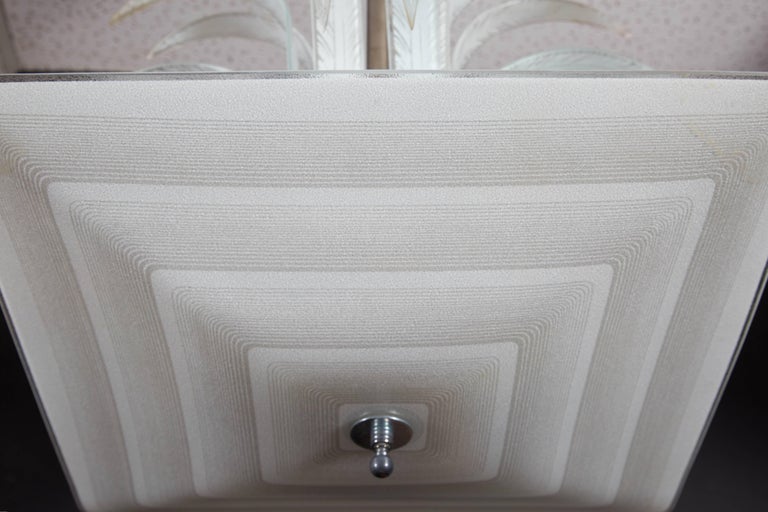 Art Deco Palm/Waterfall Square Pendant Chandelier For Sale at 1stDibs