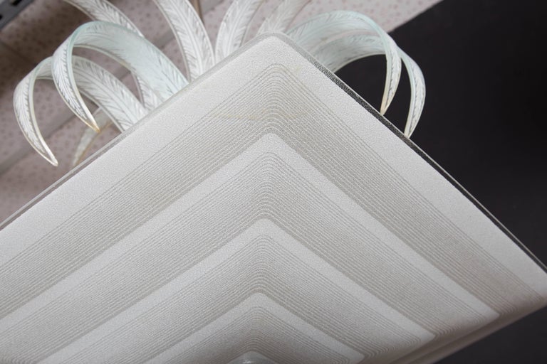 Art Deco Palm/Waterfall Square Pendant Chandelier For Sale at 1stDibs