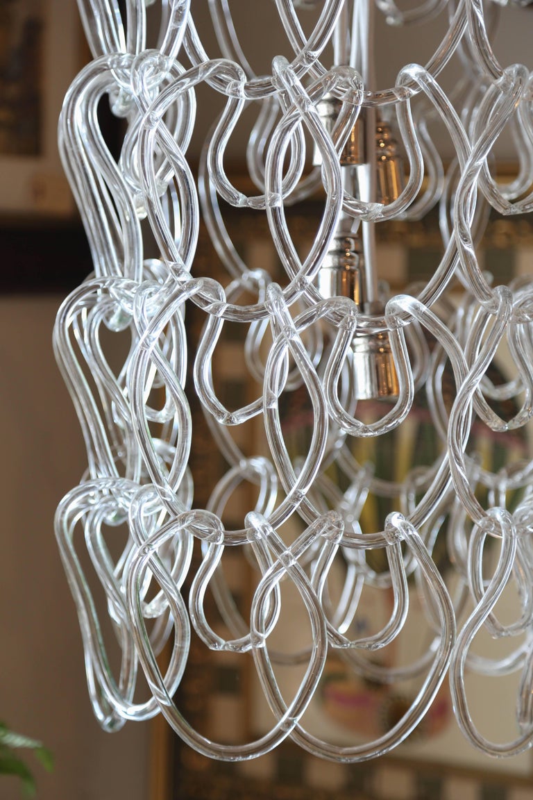 Vintage Midcentury Murano Chain Link Chandelier For Sale at 1stDibs