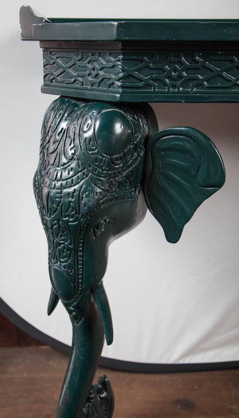 Gampel-Stoll Green Painted Elephant Console Table at 1stDibs