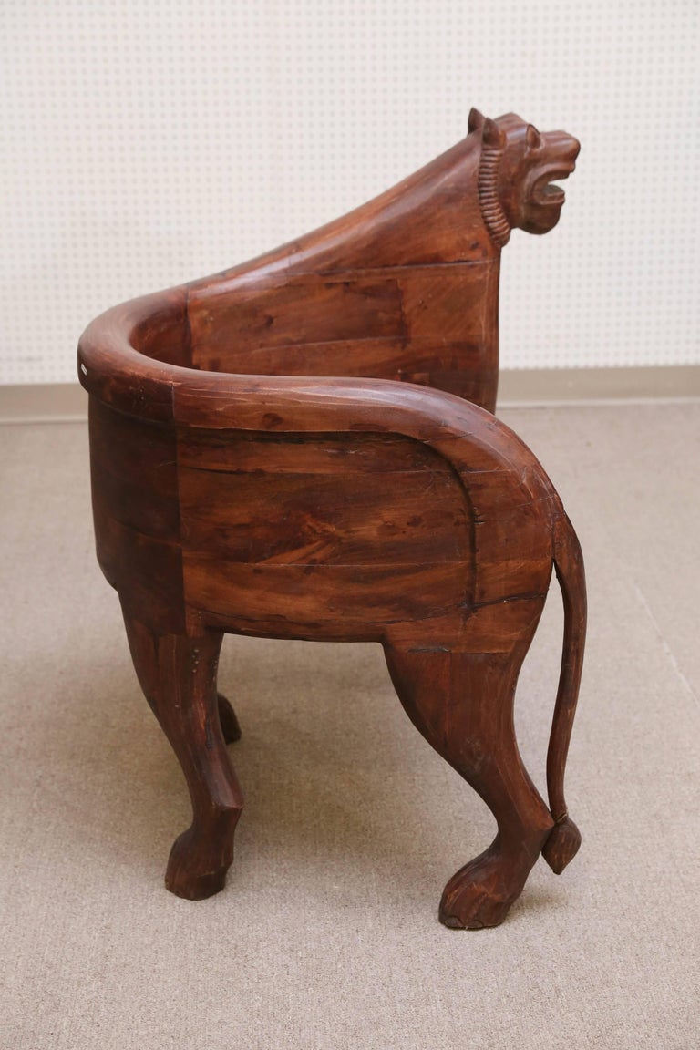 Pair of Midcentury Solid Teak Wood Leopard Chairs from Hunting Lodges ...