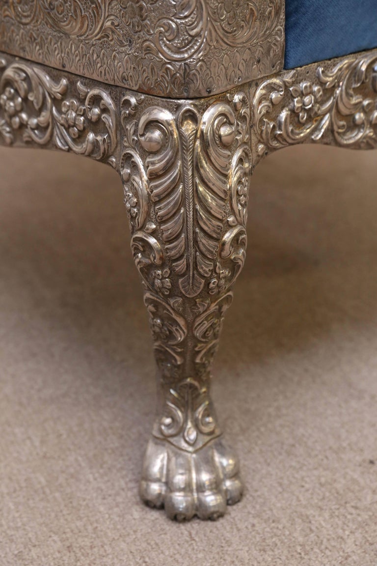 Sterling Silver Throne Type Chair with Lion Armrest For Sale at 1stDibs