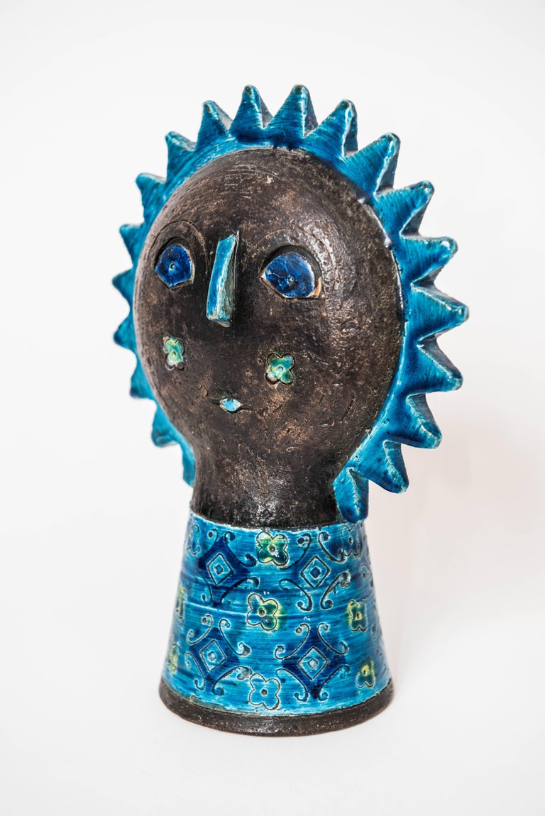 Aldo Londi and Bitossi Double-Sided Sun Head Sculpture at 1stDibs
