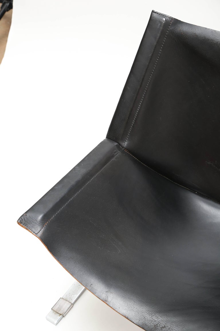 Pair of Clement Meadmore Leather Sling Lounge Chairs For Sale at 1stDibs