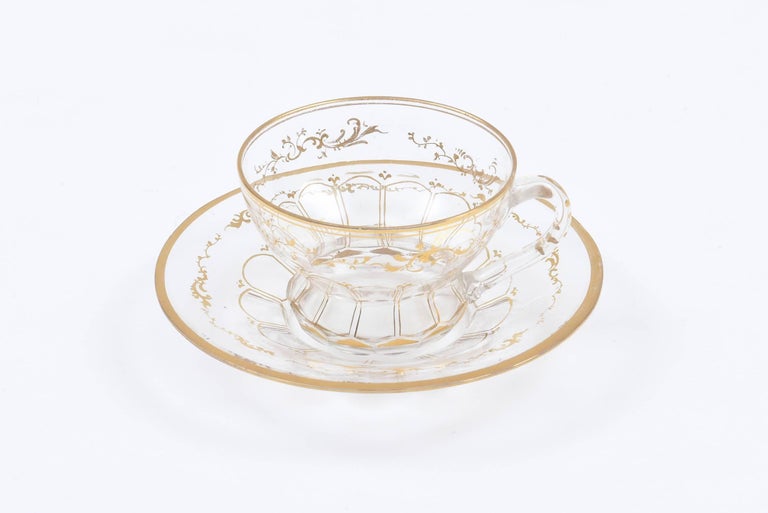 Eight Sets of Gilt Glass Tea Service Cup and Saucers at 1stDibs