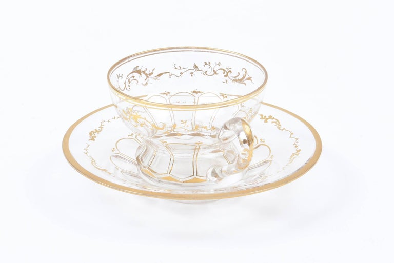 Eight Sets of Gilt Glass Tea Service Cup and Saucers at 1stDibs