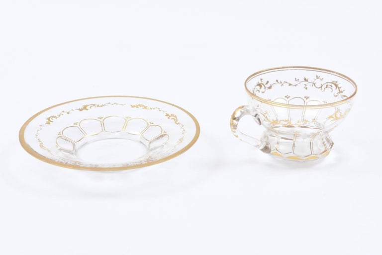 Eight Sets of Gilt Glass Tea Service Cup and Saucers at 1stDibs