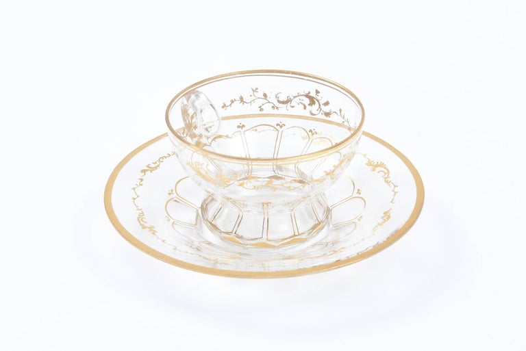 Eight Sets of Gilt Glass Tea Service Cup and Saucers at 1stDibs