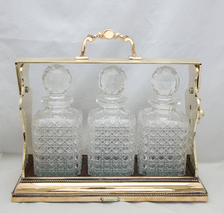 Rare, Victorian, Solid Rose Brass Three Bottle Tantalus at 1stDibs