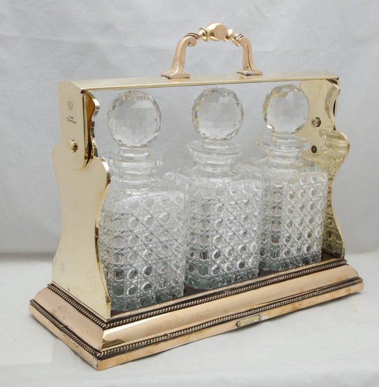 Rare, Victorian, Solid Rose Brass Three Bottle Tantalus at 1stDibs