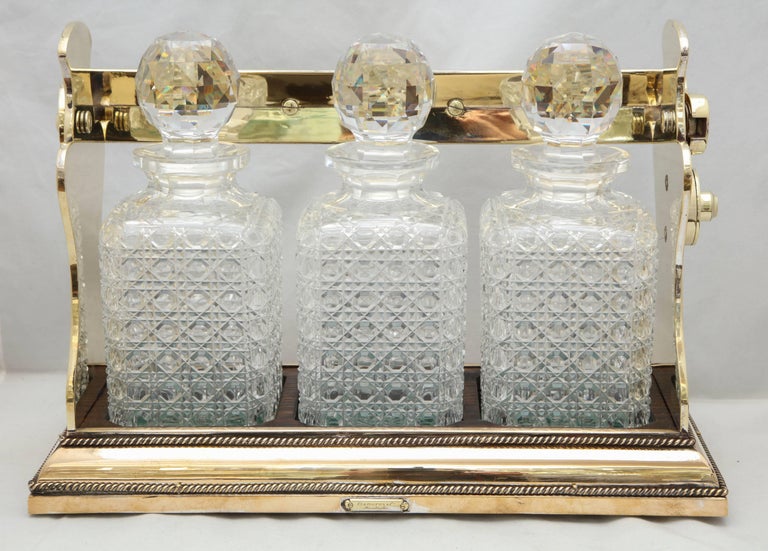 Rare, Victorian, Solid Rose Brass Three Bottle Tantalus at 1stDibs