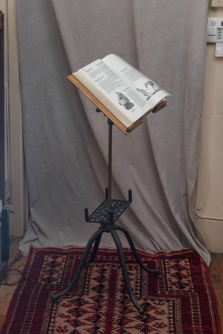 Oak and Cast Iron Dictionary Stand at 1stDibs