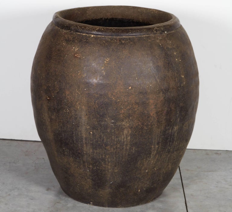 Large Vintage Thai Embossed Clay Jar at 1stDibs