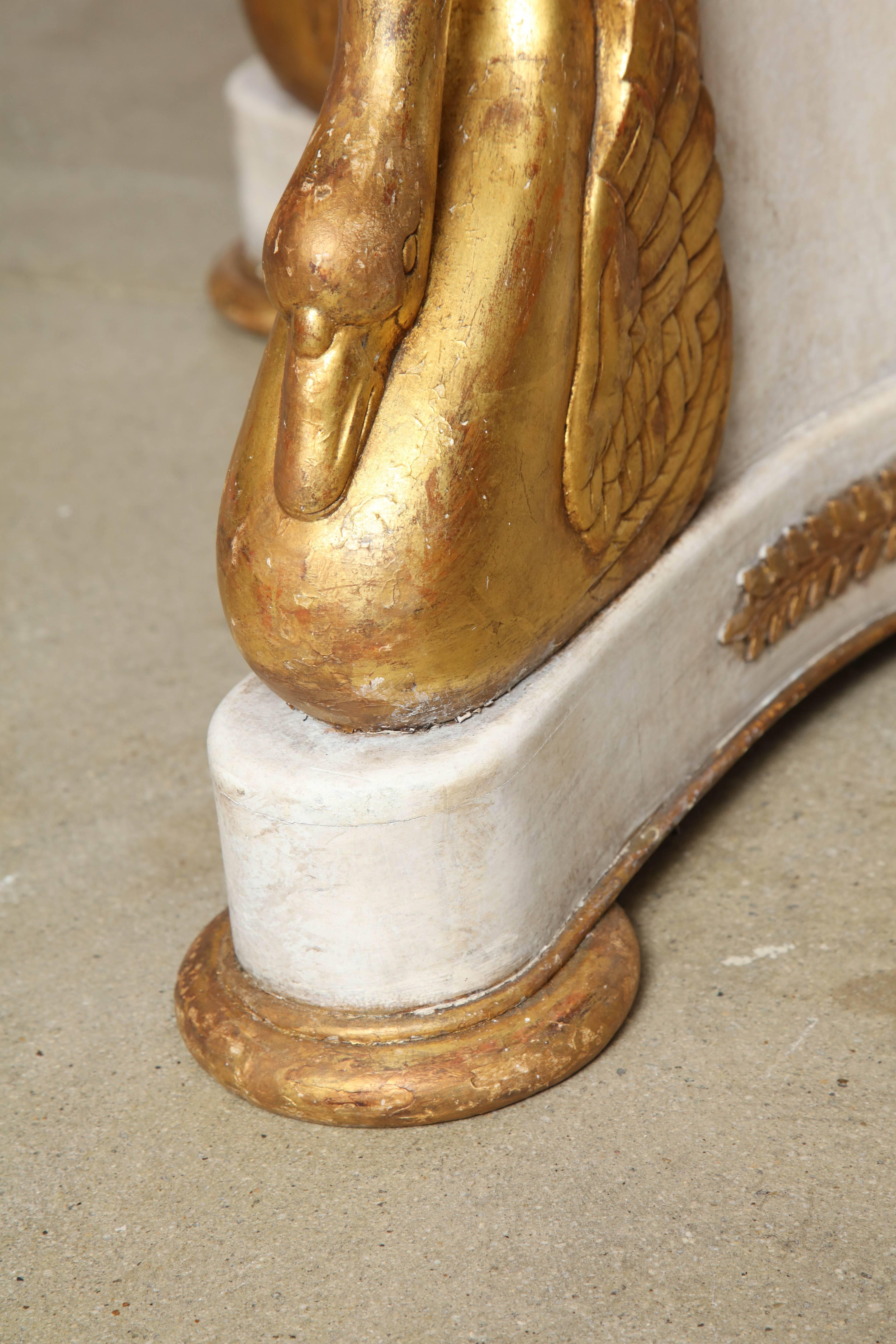 Round Painted and Parcel-Gilt Table with Marble Top at 1stDibs