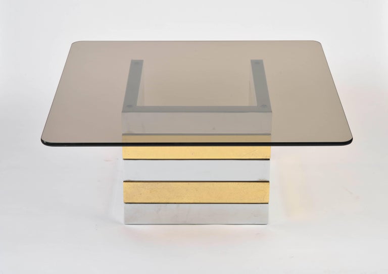 1970s Pieff Brass and Chrome Coffee Table with the Original Glass Top ...