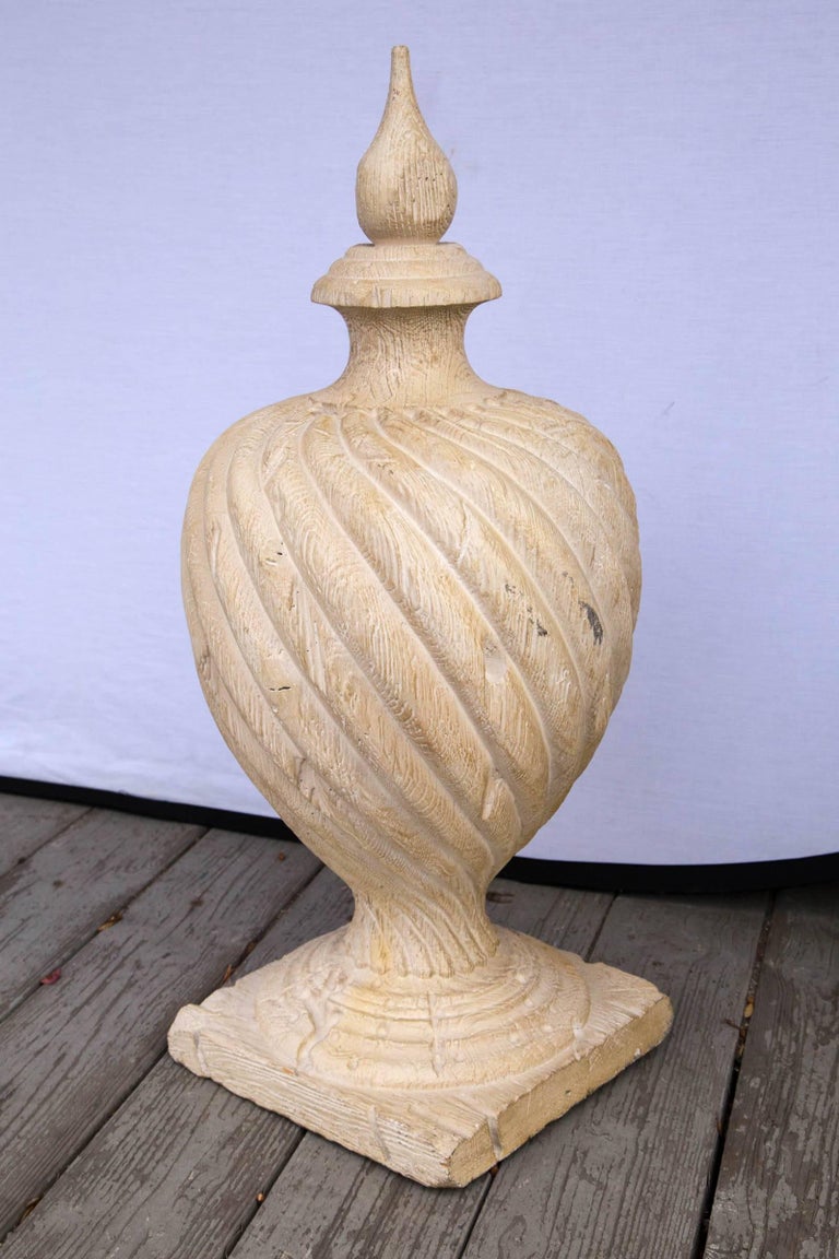 Pair of Neoclassical Style Finials of Carved and Painted Wood For Sale ...