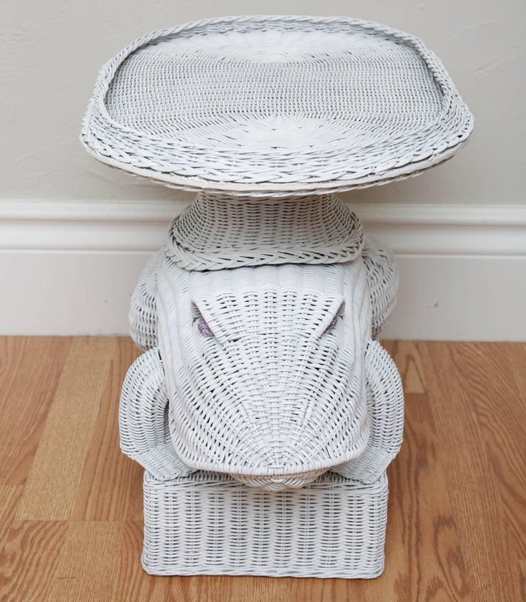 Vintage Wicker Frog Side Tray Table at 1stDibs
