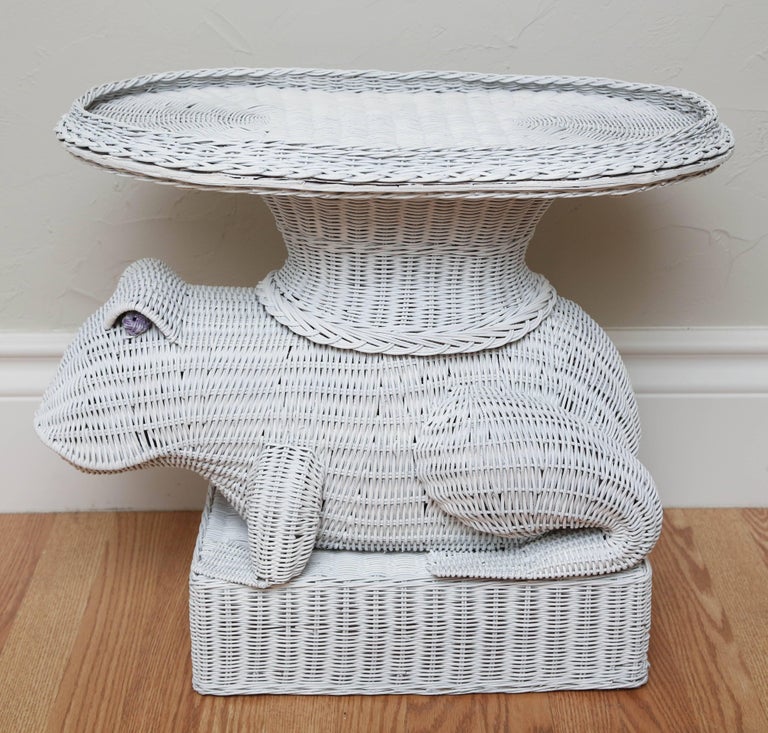 Vintage Wicker Frog Side Tray Table at 1stDibs